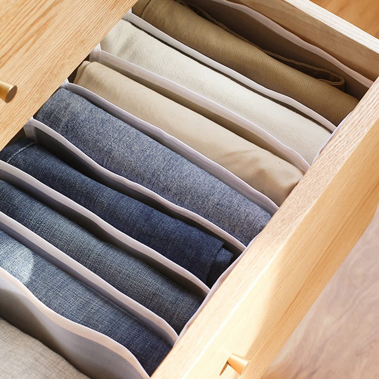 7 Grids Wardrobe Clothes Organizer, Ksndurn White Closet Organizers - Storage Baskets / Clothes Drawer Mesh Separation Box (model)