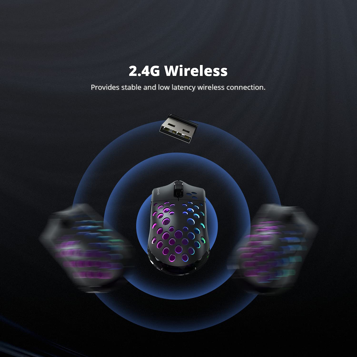DREVO Owl Wireless RGB Gaming Mouse with 85G Lightweight, 2.4G Connectivity, 6 Programmable Buttons, PixArt PMW3325 Optical Sensor & Adjustable 6 Levels DPI
