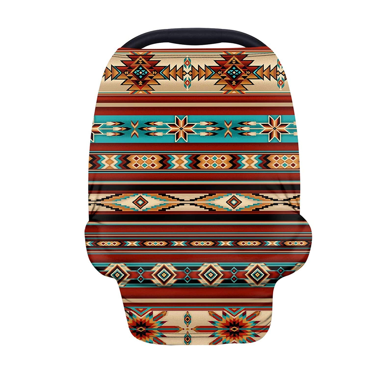 Binienty Aztec Style Ethnic Geometric Design Baby Car Seat Cover Canopies, Stretchy Infants Stroller Cover/High Chair/Breastfeeding Cover