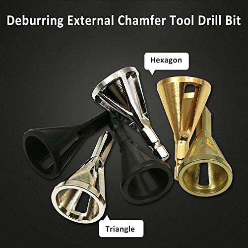 Deburring External Chamfer Tool, Deburring Tool Hard High Speed Stainless Steel Remove Burr Quickly Repairs Tools for Drill Bit External Chamfer Silver Triangle 4PCS