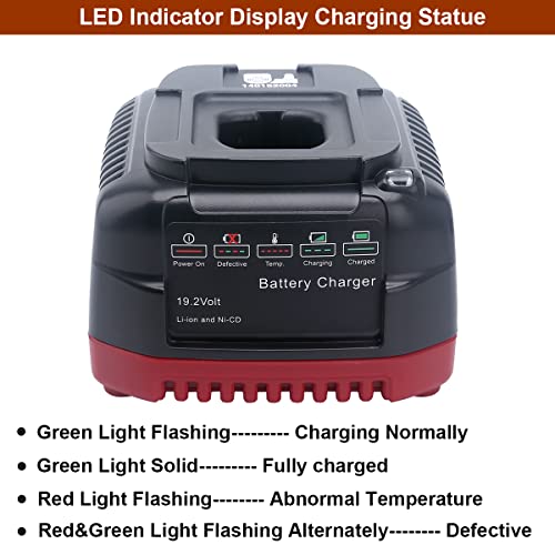 19.2V Fast Charger 140152004 Replacement for Craftsman C3 19.2 Volt Compact Lithium Ion/Ni-Cad Diehard Battery 1425301 1323903 130279005 11375 11376 315.PP2011