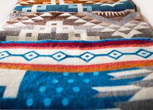 ALPAKITAS Blanket Throw | Large, Beautiful, Warm, Variegated | 75 x 45 inches | Ultra-Soft, Hypoallergenic and Breathable | Non-Itchy or Scratchy Fabric (Ancestral Design Orange & Blue)
