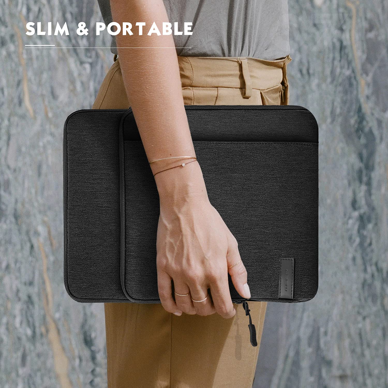 MoKo 12.9 Inch Tablet Sleeve Bag Carrying Case with Pockets Fits 13 Inch New iPad Pro M4 & Air M2 2024, iPad Pro 12.9 M2&M1, Surface Laptop Go 12.4", Galaxy Tab S8+/S9+ 12.4", Black & Gray