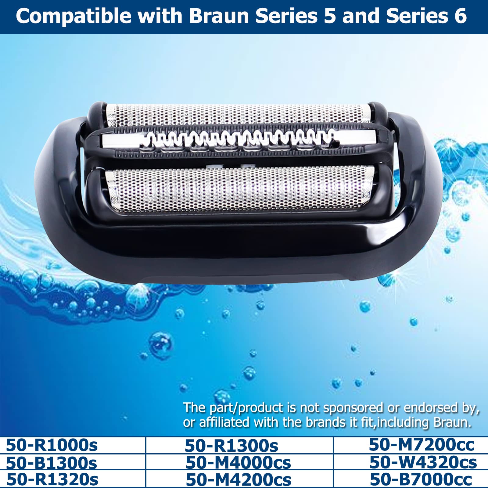 53B Shaver Head Replacement Compatible with Braun 5 Series 6 Series Shavers, Electric Shaver Head Replacement Foil and Cutter for 5020s, 5018s, 5050cs, 6020s, 50-R1000s