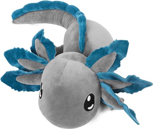 4Pound Axolotl Weigted Plush -Realistic, 26Inch Cute Grey AxOLOTL Plushie Large Weighted Stuffed Anmal Toy Christmas Birthday Gifts For Kids