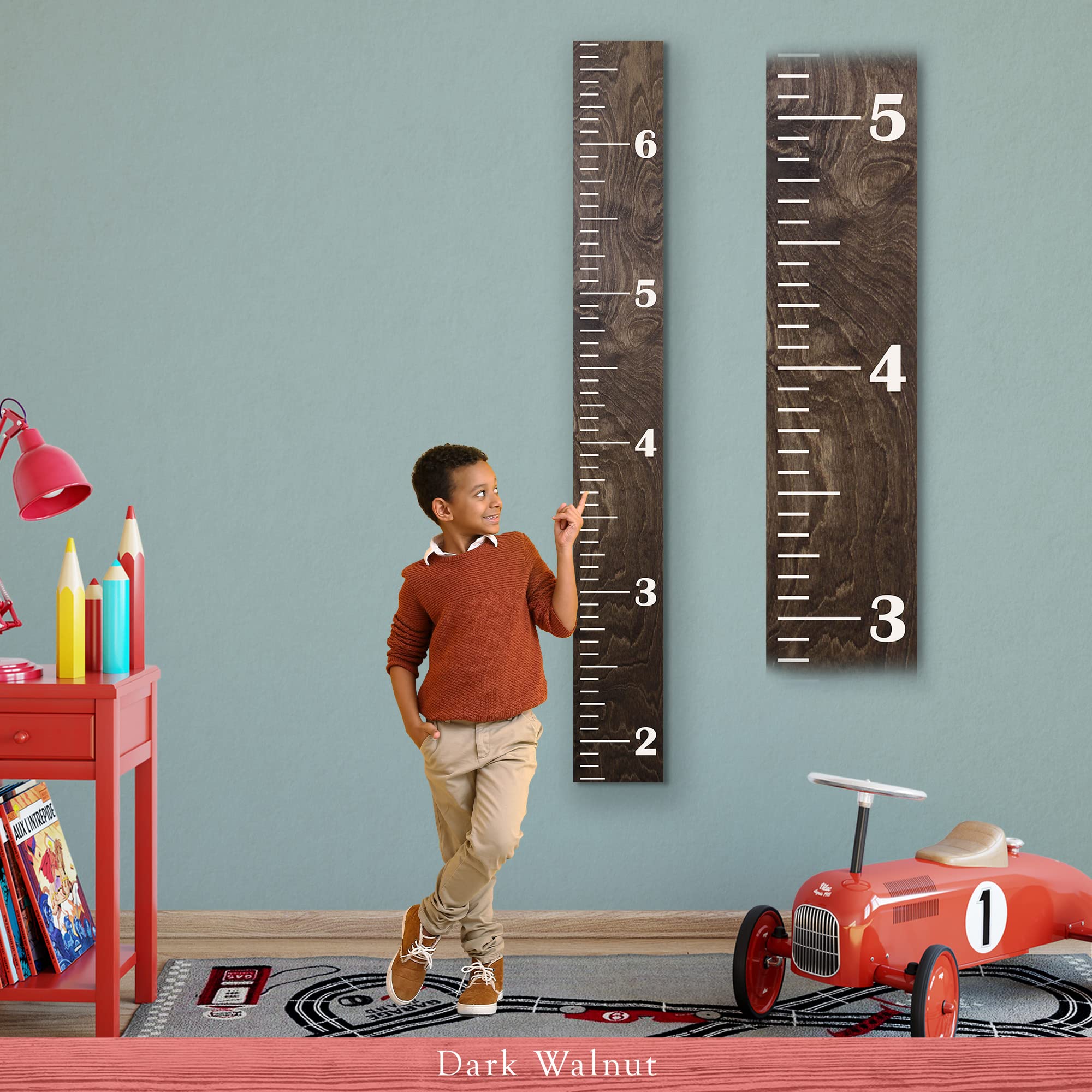 Back40Life Wooden Kids Growth Chart Ruler for Boys and Girls (The Establishment) - Dark Walnut