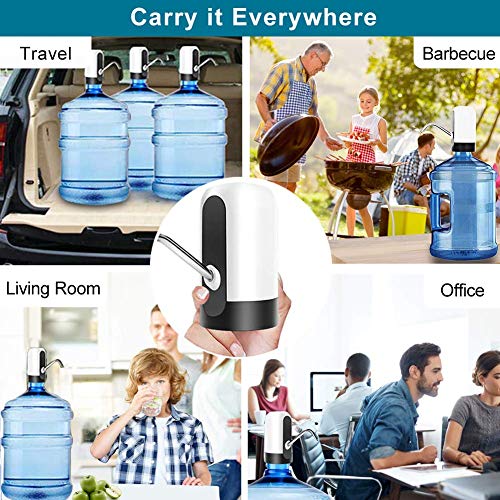 2020 Water Bottle Pump, USB Charging Automatic Drinking Water Pump for Universal 2-5 Gallon Jugs, Portable Electric Water Dispenser for Home Kitchen Office Camping