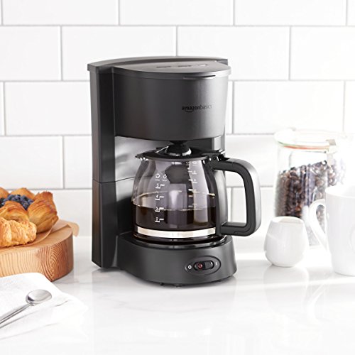 Amazon Basics 5-Cup Drip Coffeemaker with Glass Carafe and Reusable Filter, Black