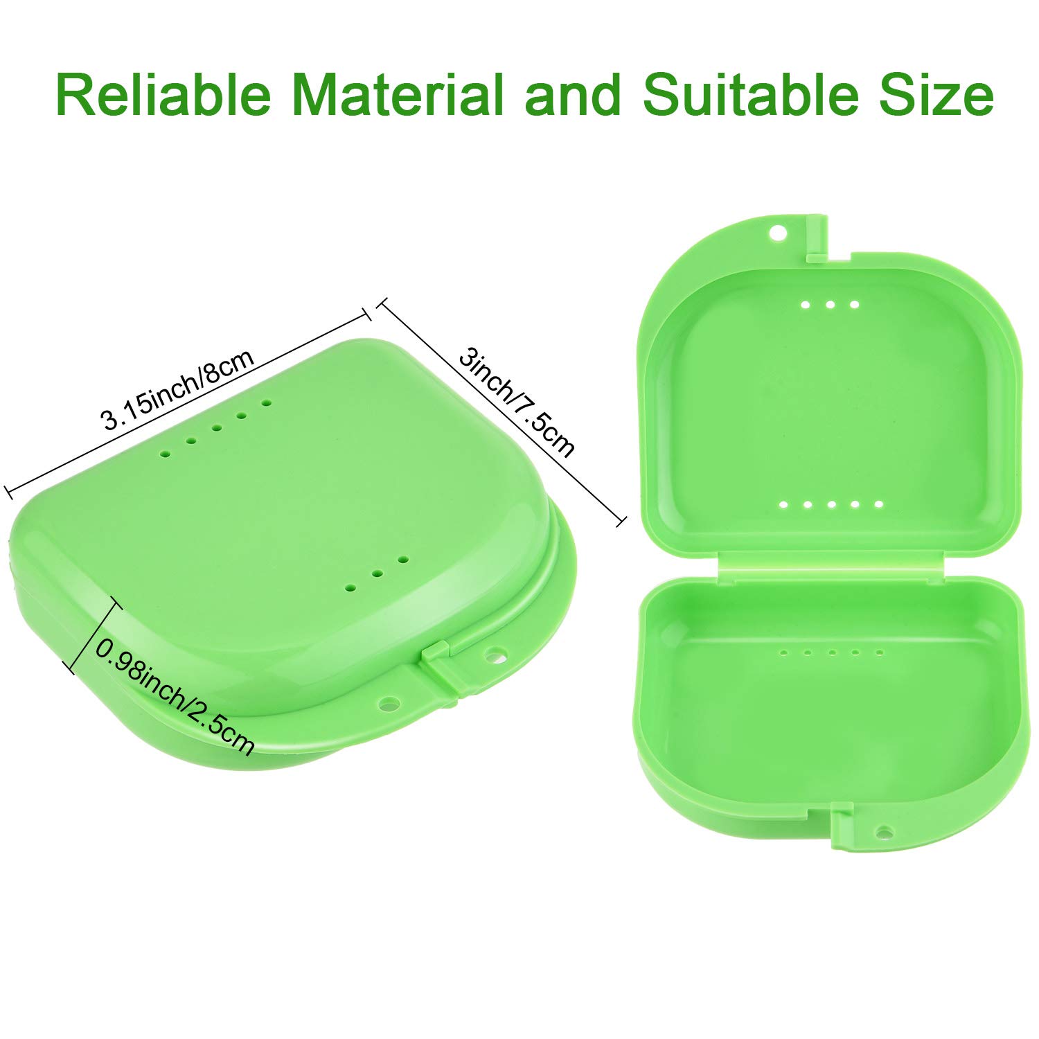 6 Pieces Retainer Cases Mouth Guard Container Case Multicolor Orthodontic Denture Storage Boxes with D-Shaped Buckles and Keychain Rings