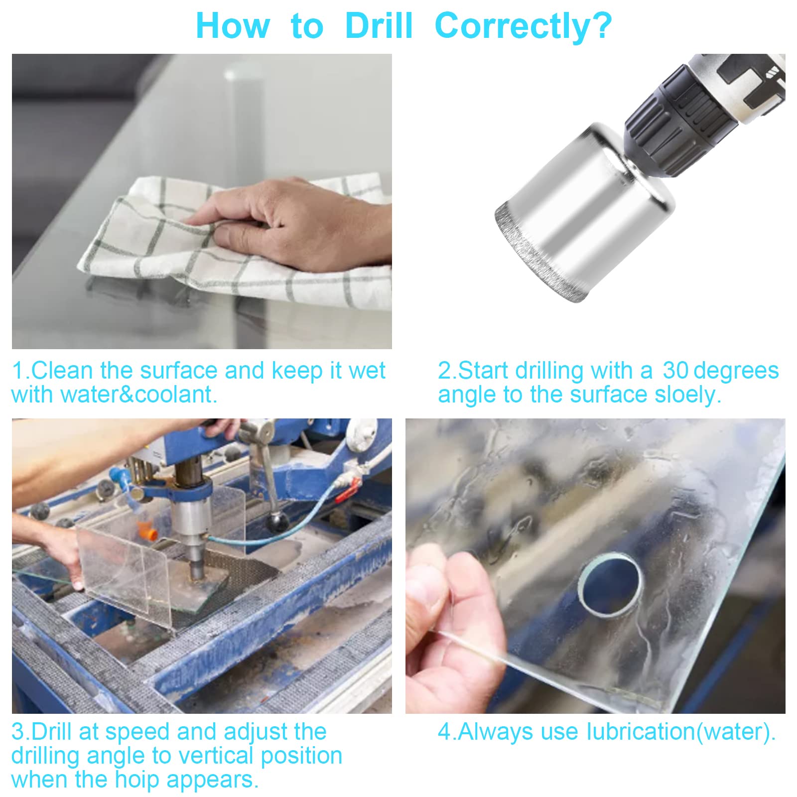 12 Pcs Diamond Drill Bits for Ceramic, Diamond Hole Saw Drill Bit Set Kit, Premium Glass Drill Bit for Bottles, Pots, Marble, Granite Stone, Tile Cutting 0.16 Inch - 1.18 Inch(4 mm - 30 mm)YLYL