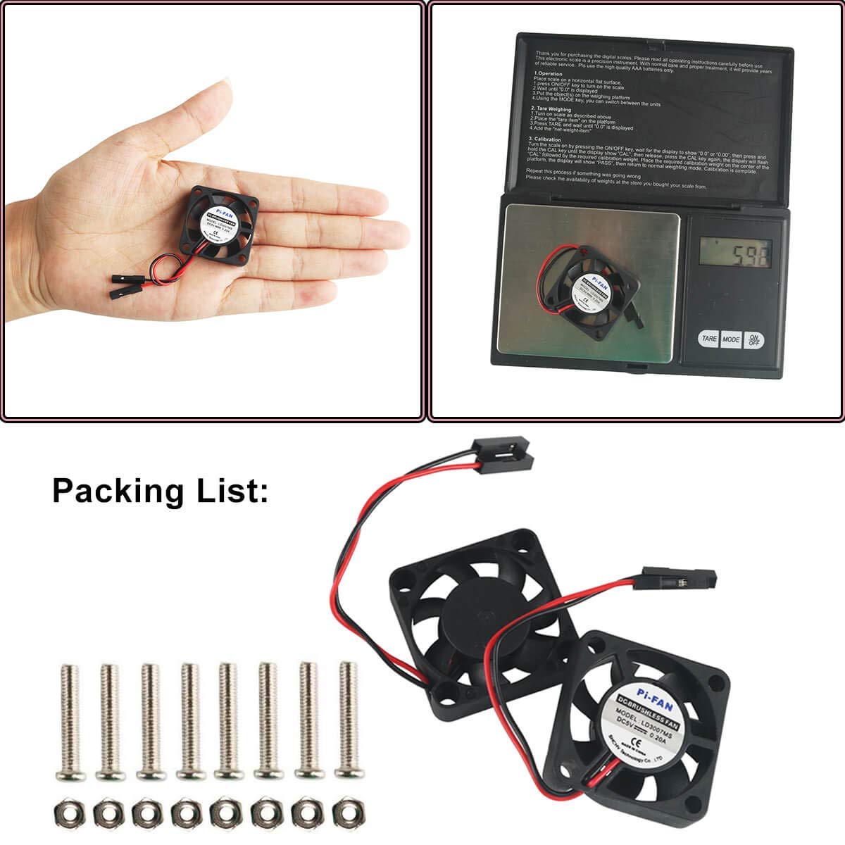 MakerFocus 2pcs Raspberry Pi 4B Fan DC Brushless Cooling Fan 3.3V 5V Heatsink Cooler Radiator Connector Separating One-to-Two Interface for Raspberry Pi 4/ Pi 3/3B+ and Pi Zero/Zero W or Other Project