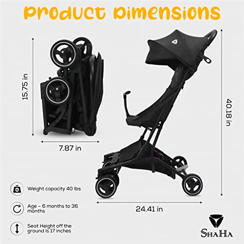 ShaHa Lightweight Stroller β Baby Travel Stroller for Toddlers β Foldable Compact Stroller for Travel, Airplane Stroller has Swivel Front Wheels, 1-Step Brake, Sun Canopy and Reclining Backrest Red