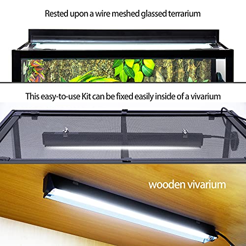 REPTI ZOO T5 HO UVB Lighting Combo Kit, Terrarium Hood Comes with Desert 10.0 UVB T5 Lamp (24W)