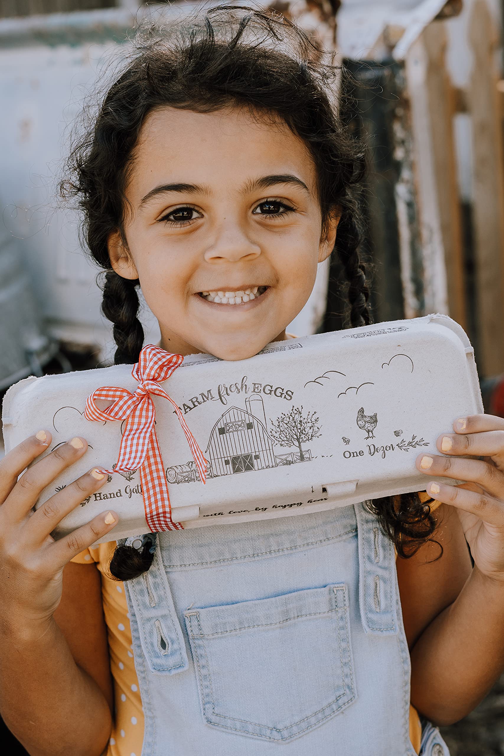 20 Egg Cartons – Adorable Printed Vintage Design Flattop Carton for your Farm Fresh Eggs, 100% Recycled & Eco-friendly Cartons, Sturdy & Reusable, Holds Small to XL Chicken Eggs