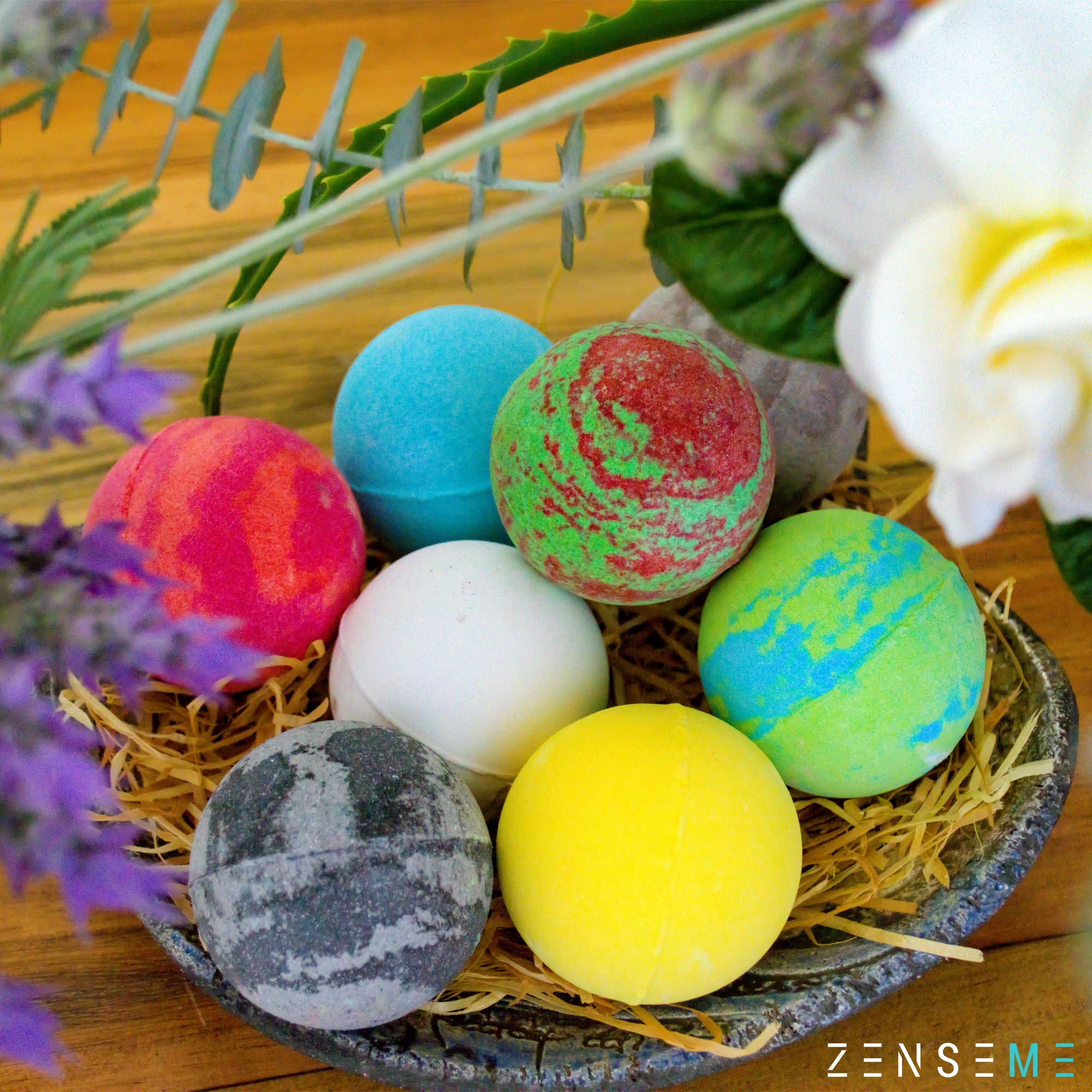 Bath Bombs for Men, Gift Set of 8 Scented Organic Handmade Bath Bombs of 2.5 oz with Natural Essential Oils. Perfect for Boyfriend, Husband, Father or Friend, by ZenseMe