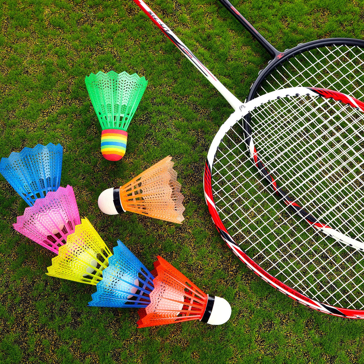 12 Pieces Nylon Feather Shuttlecocks Sports Shuttlecocks Training Badminton Birdies Balls with Storage Box for Ball Training Exercise Gym Fitness Game (Multi-Color)