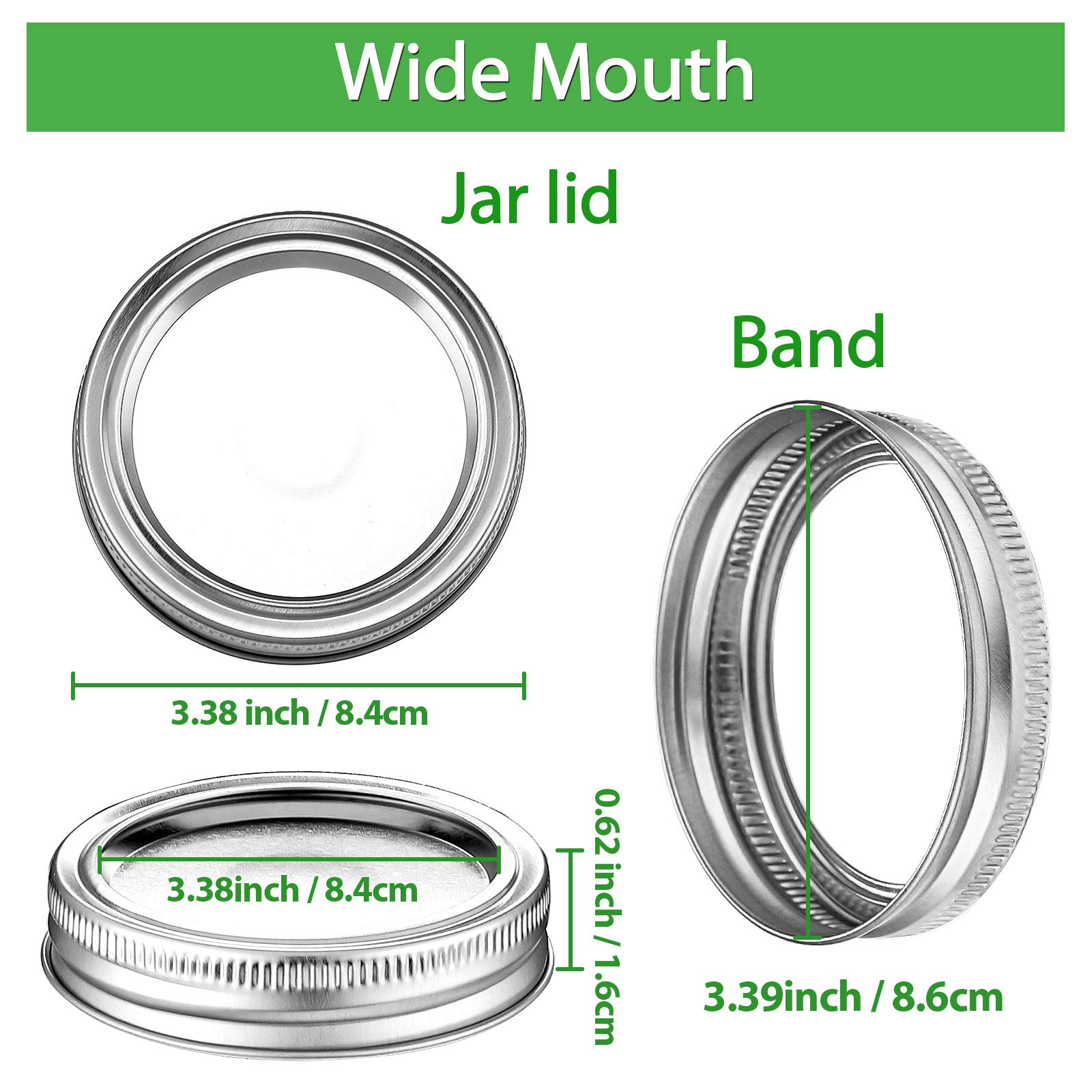 200 Pieces 70 mm Regular Mouth Canning Jar Lids and Bands Silicone Canning Lids with Silicone Seals Rings Split-type Leak Proof Canning Jar Caps