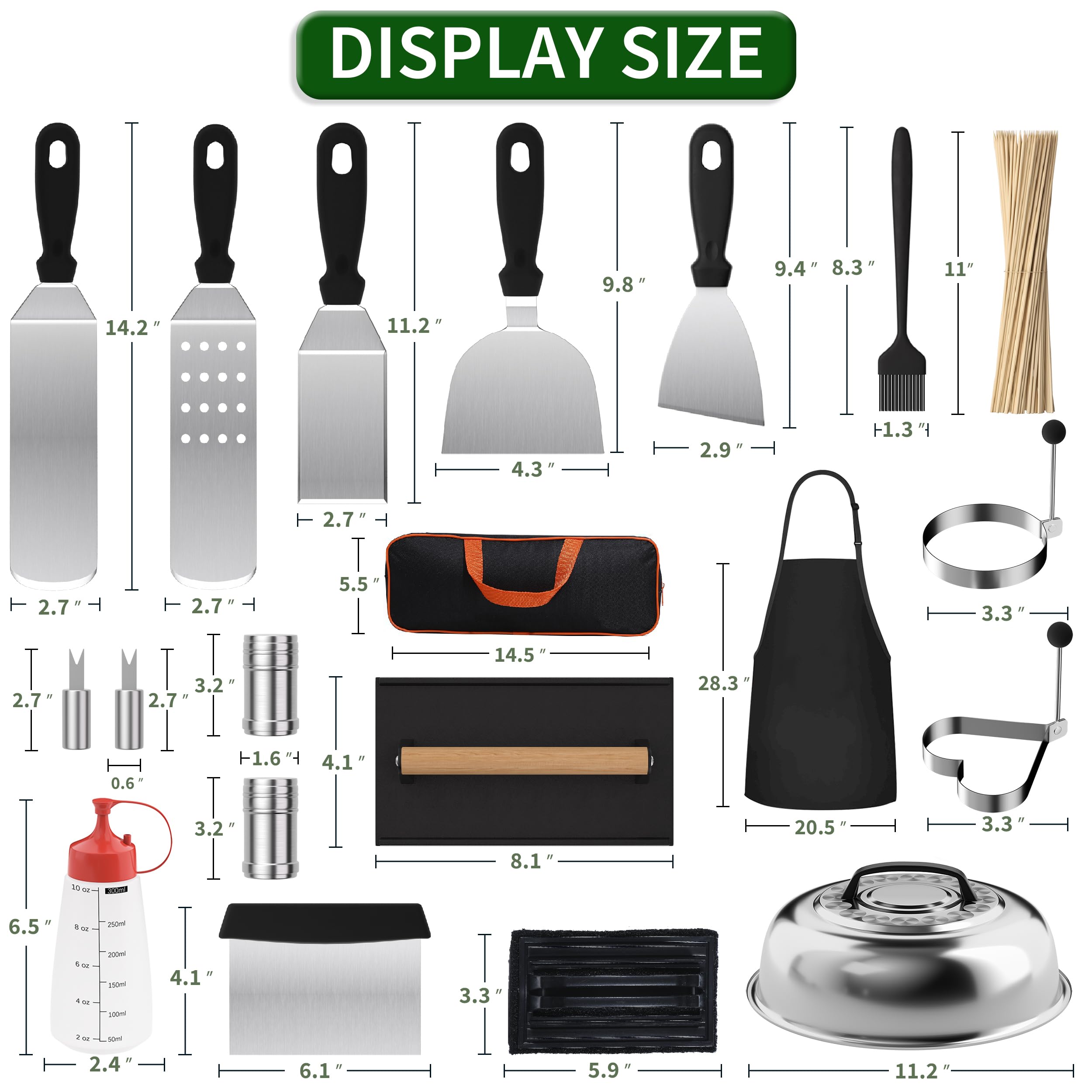 120 Pcs Blackstone Griddle Accessories Upgraded Griddle Accessories Kit - Perfect Flat Top Grill Accessories, Professional Rectangular Melting Dome with Iron Smash Burger Press for Barbecue.