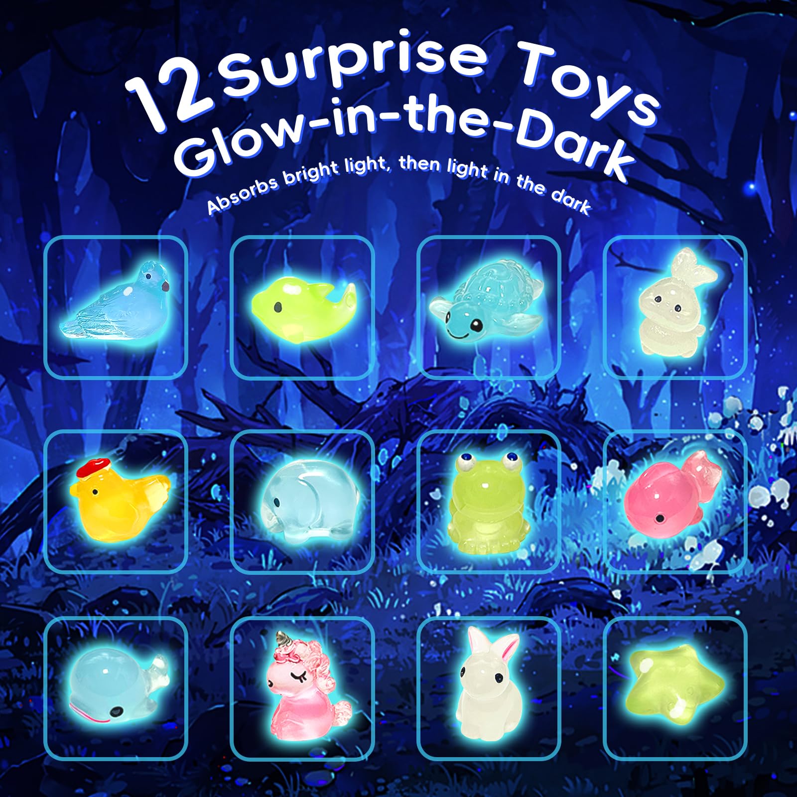 Bath Bombs for Kids with Toys Inside, 12Pcs Kids Bath Bombs with Glow-in-The-Dark Surprise Inside, Handmade Bubble Bath Fizz Balls, Gentle and Kids Safe, Birthday Easter Stuffers for Girls Boys