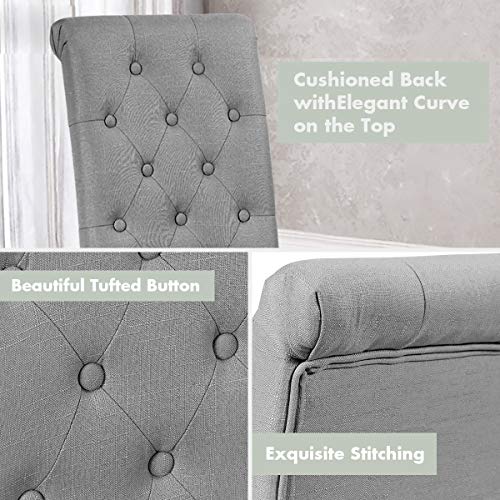 S AFSTAR Upholstered Dinning Chairs Set of 4, Tufted Parsons Chairs with Solid Rubber Wood Legs & Adjustable Feet, High Back Padded Dining Chairs for Kitchen Living Room Restaurant (4, Gray)
