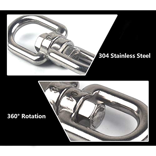 304 Stainless Steel Eye to Eye Swivel Ring,M10 3/8" Key Ring Keychain Connectors for Anchor Chain (2PCS)
