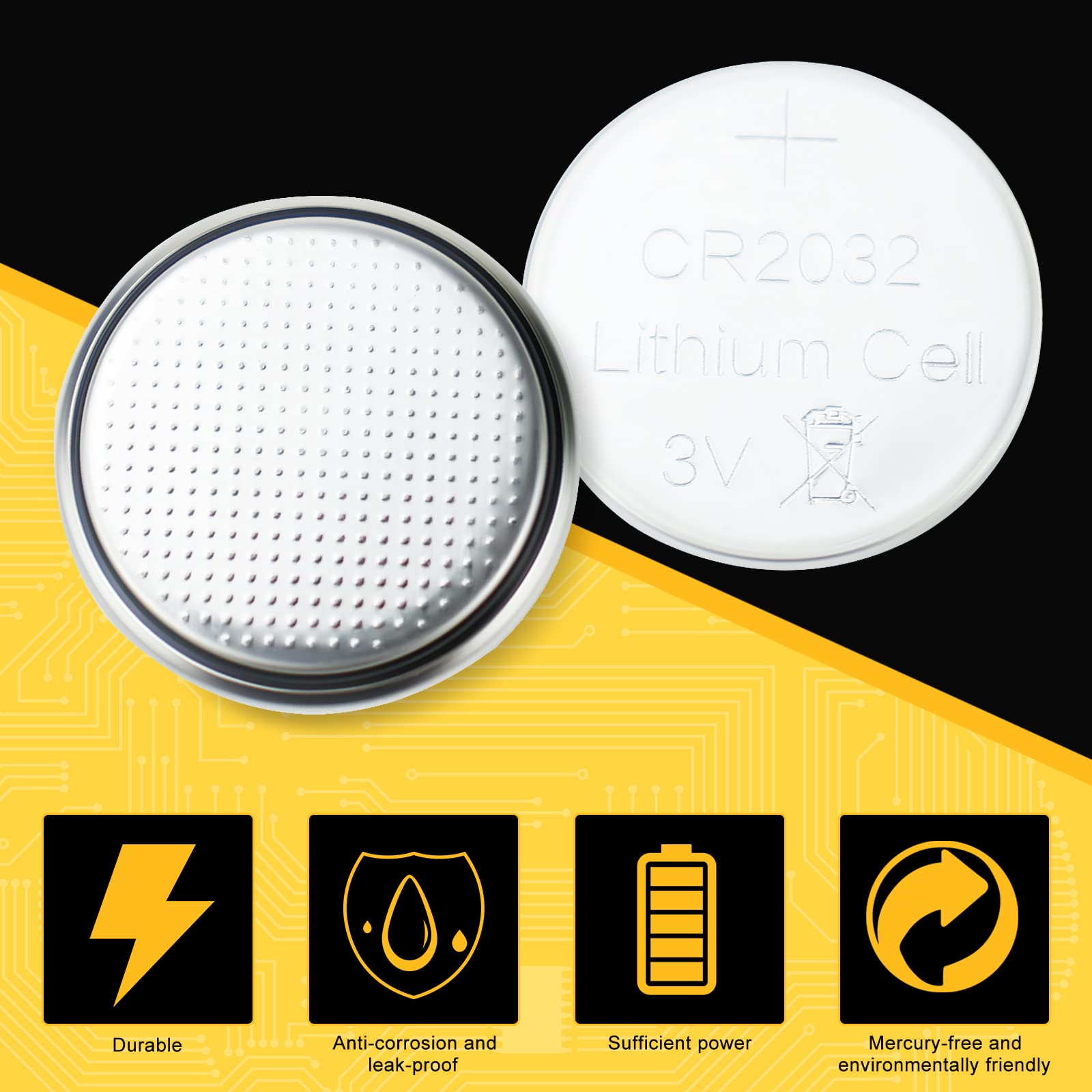 anmas rucci 200PCS CR2032 Lithium Battery Batteries 3V Coin Button Cell for LED Tea Light Candles, CR2032 3v Lithium Battery, 230mAh 3V Coin Battery