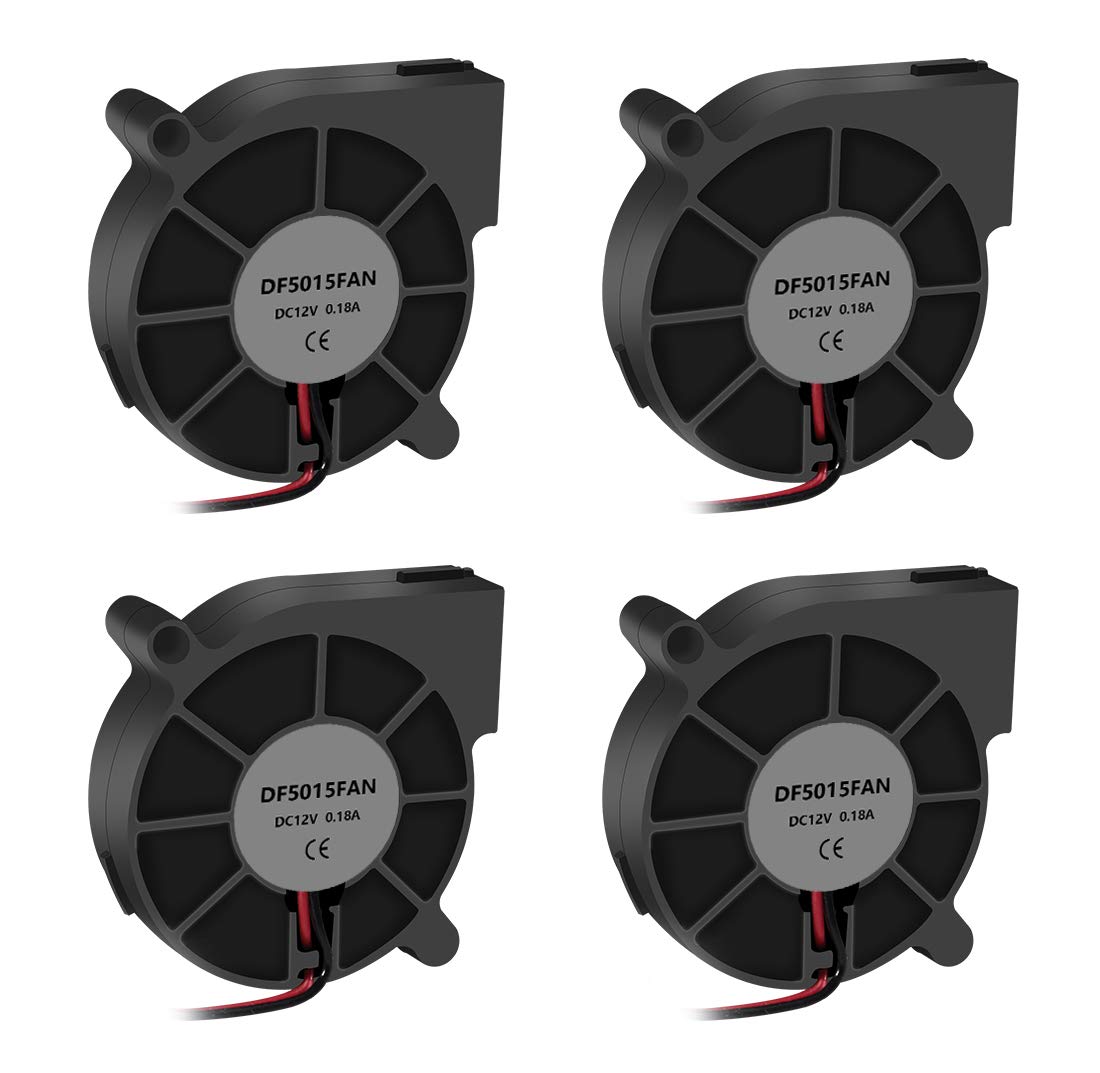 5015 Brushless Cooling Fan 4PCS 3D Printer Blower DC 12V Fans 50x50x15mm Fan for Hotend Extruder Heat Sinks with 2 Pin Terminal and Other Small Appliances Series Repair Replacement(12V 0.18A)