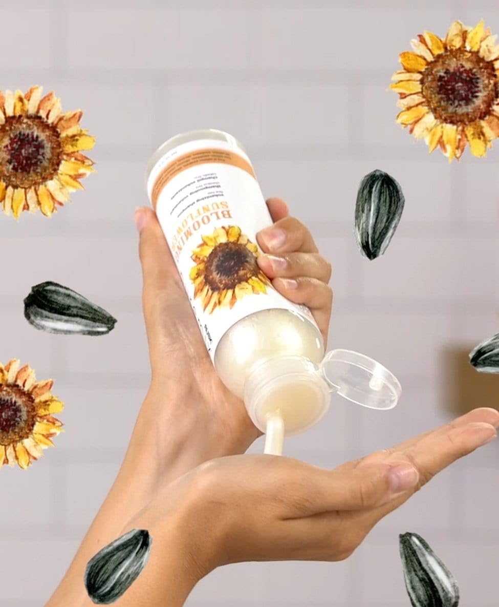 RUSK Puremix Blooming Sunflower Volumizing Shampoo, Naturally Thickens and Lifts Strands, 12 fl. oz.