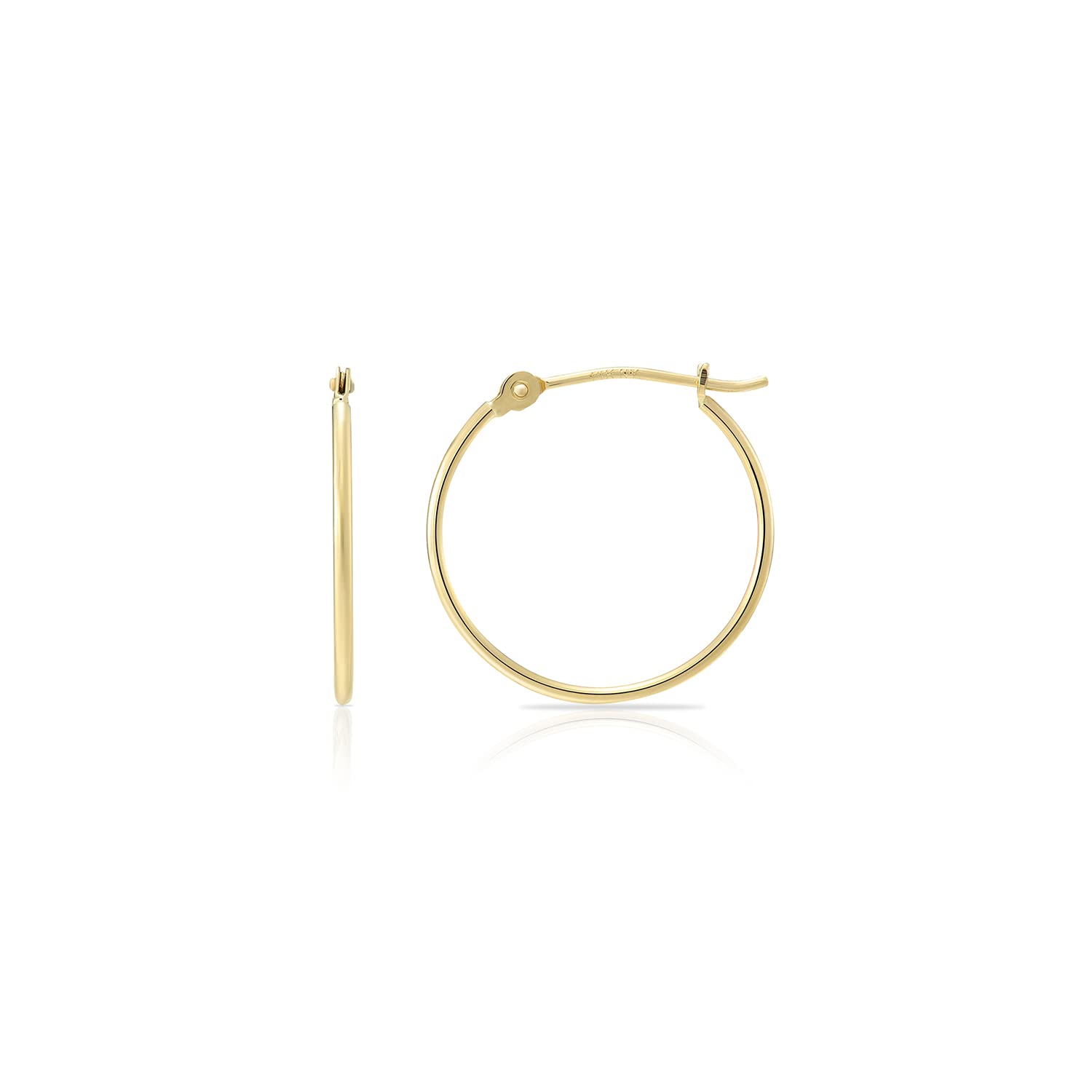 14k Yellow Gold Thin Round Hoop Earrings (12mm)