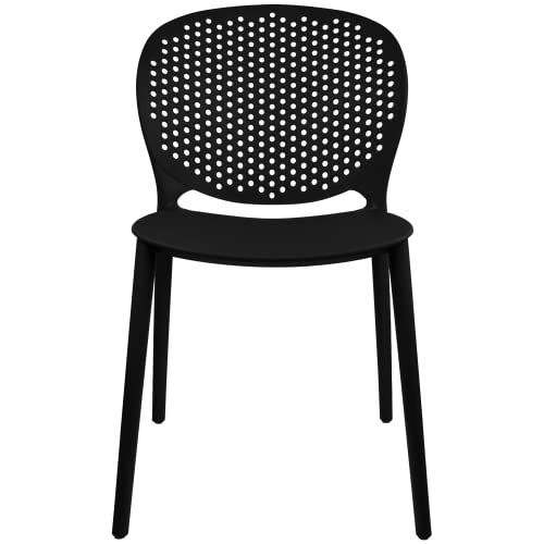 2xhome Set of 4 Modern Pool Patio Chairs, Stackable Dining Side Chairs for Indoor Outdoor Kitchen Living Room Restaurant, Black