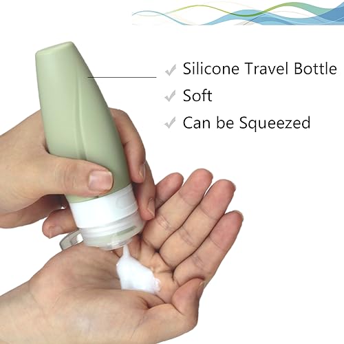 YFLife 3oz Travel Size Bottles TSA Approved Leak Proof, Squeeze Travel Size Containers for Shampoo Silicone Travel Bottles Set for Toiletries
