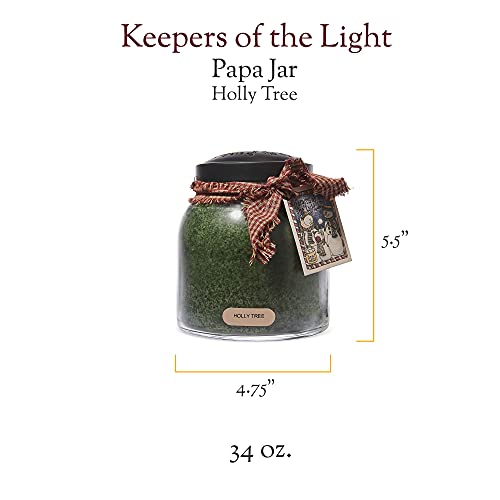 A Cheerful Giver โ Holly Tree - 34oz Papa Scented Candle Jar with Lid - Keepers of the Light - 155 Hours of Burn Time, Gift for Women, Green