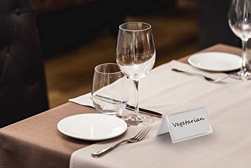 Alpine Industries Tent Place Cards 2β x 3.5β, Place Cards for Weddings, Events, & Special Occasions High-Grade Elegant Design - (White - Silver Border)