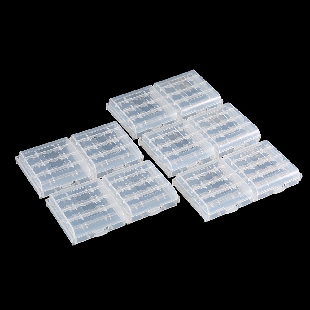 Battery Case,10 Pcs Multifunctional Transparent Hard Plastic Case Holder Storage Box for AA AAA Battery,for Travel, Camping, Hiking or at Home