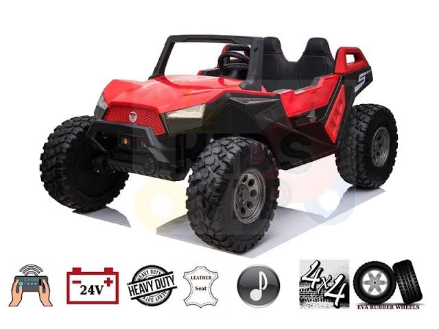 4X4 Upgraded Kids Ride on car 24v XXL Ride On UTV Buggy Quad SIDEBYSIDE RZR with 2 Adjustable Leather Seats Rubber Tires TV Touch Screen Parent Remote Control 2-11mph 3 speed new 2024 model hold 265lb