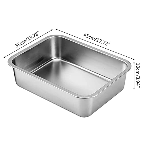 awcnilacav Stainless Steel Litter Box for Cat and Rabbit Odor Control Non Stick Smooth Easy to Clean Never Bend Rust Proof Stainless Steel Litter Box Extra Large for Cats