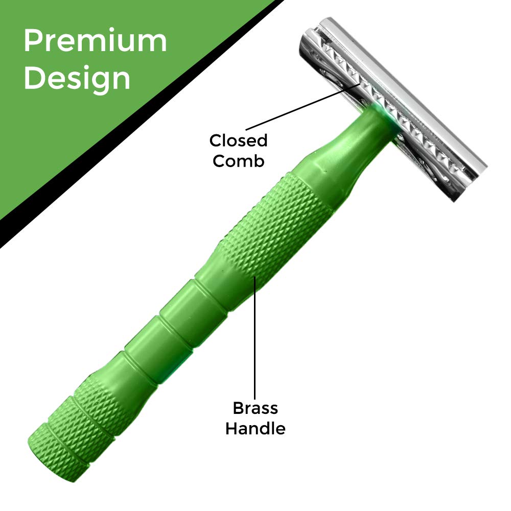 BarberUpp,Razor For Men, Long Handle (Brass) Safety Razor,Free Styptic Sticks,Astra Razor Blades Included, Single Blade Razor Perfect Addition To Your Safety Razor Kit.