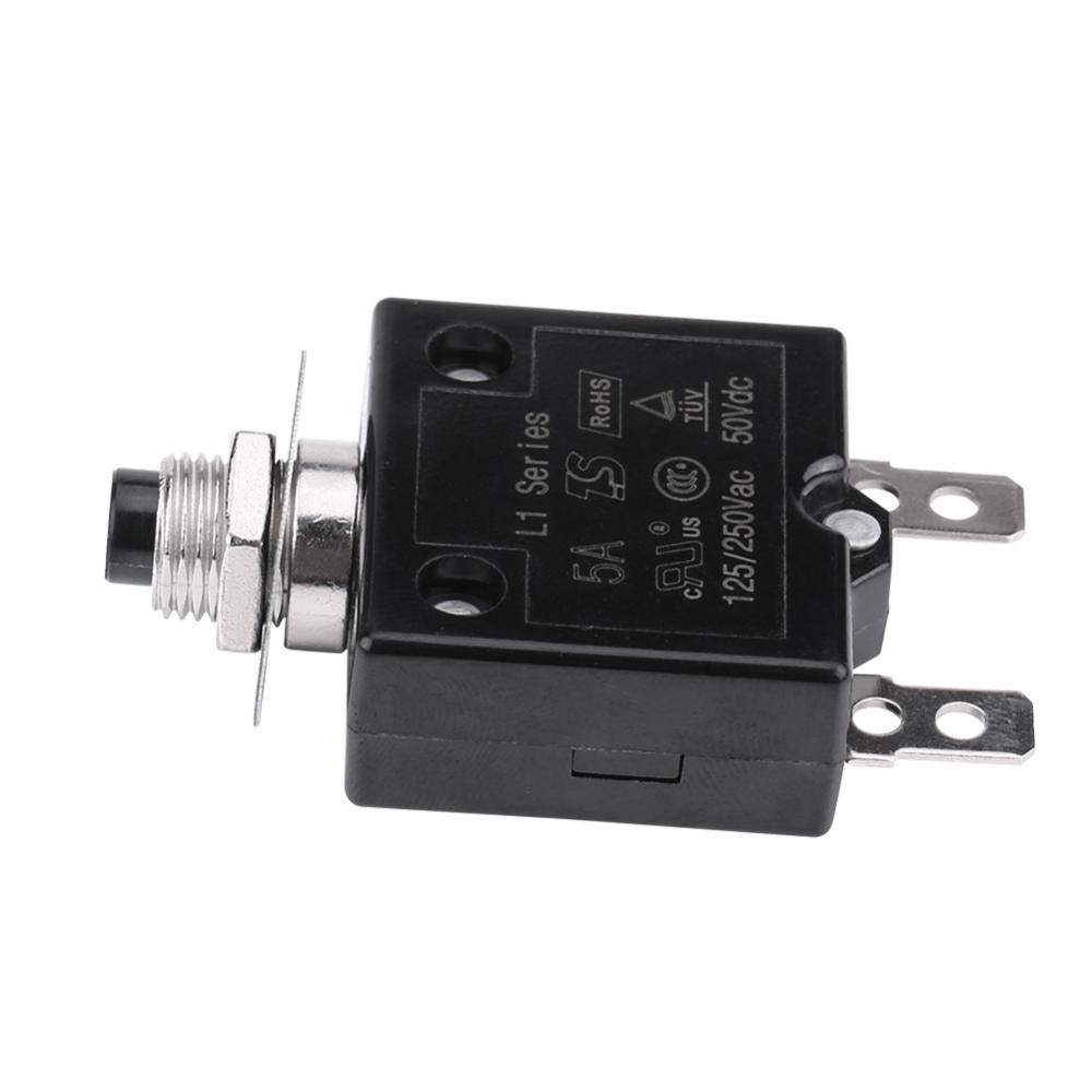 5 A / 8 A / 10 A / 15 A / 18 A / 20 A / 30 A Thermal Switch Reset, Current Overload Device Circuit Breaker Manual Reset Circuit Breaker Overcurrent Protector(5A)