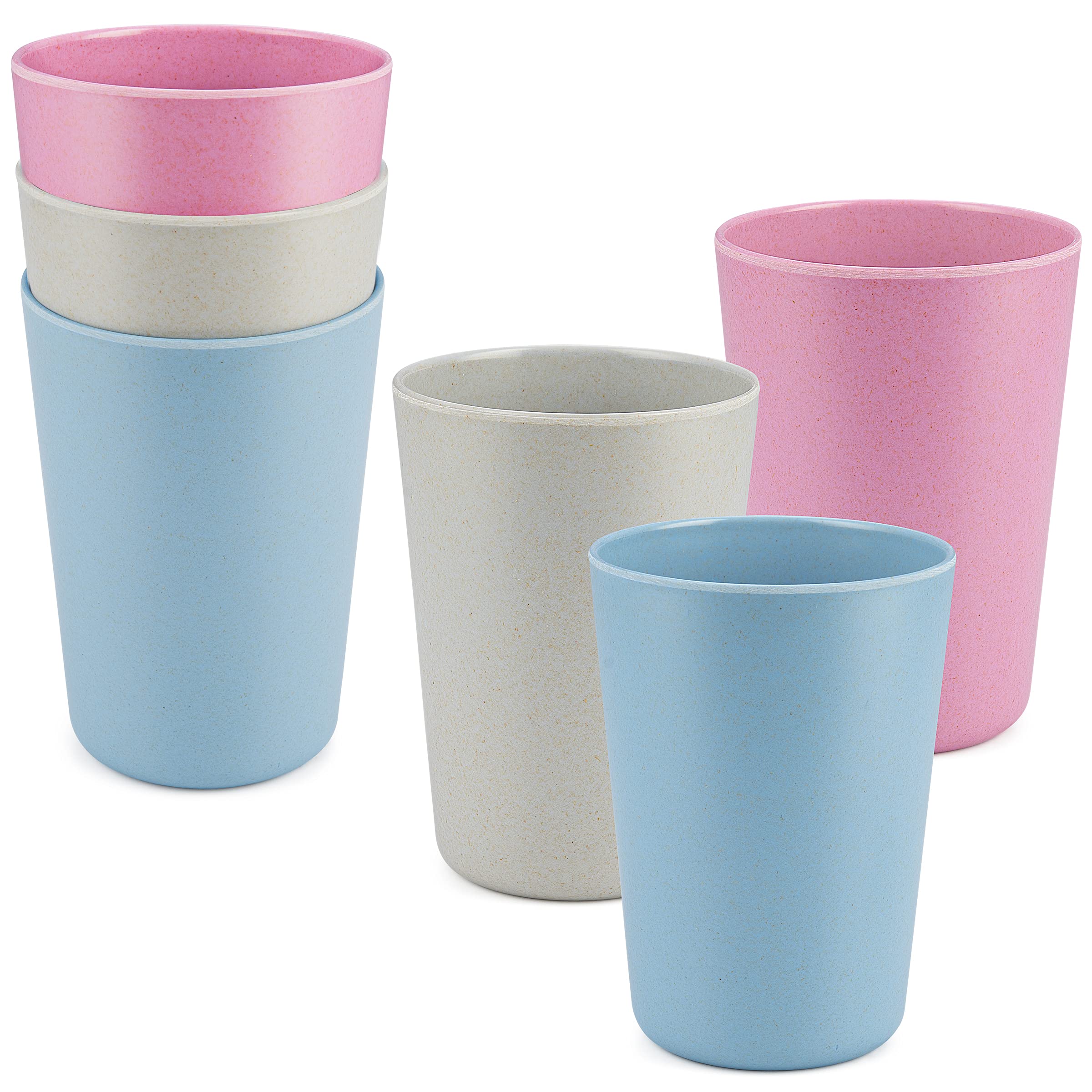 Bamboo Cups for Kids and Adults - Set of 6 – 10 oz Toddler Cups for Drinking, Smoothie, Snack - Dishwasher Safe Dinnerware - Eco Friendly Non Toxic BPA Free Reusable Cup - Safe for Young Children