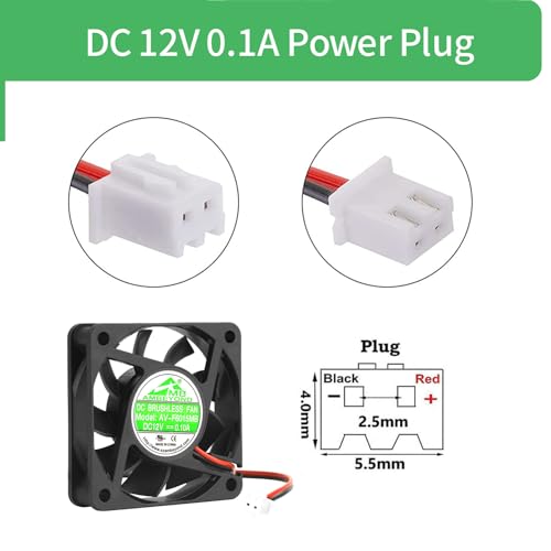 60mm by 60mm by 15mm 6015 12V DC 0.10A Ball Bearing Brushless Cooling Fan 2pin AV-F6015MB UL TUV