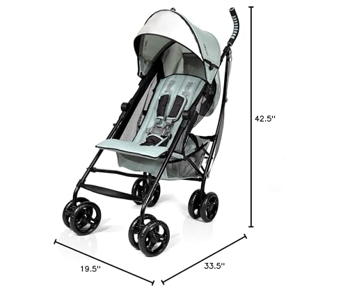 Summer Infant 3Dlite Convenience Stroller, Eucalyptus–Lightweight Stroller with Aluminum Frame, Large Seat Area, Mesh Siding, 4 Position Recline, Extra Large Storage Basket-Infant Stroller for Travel