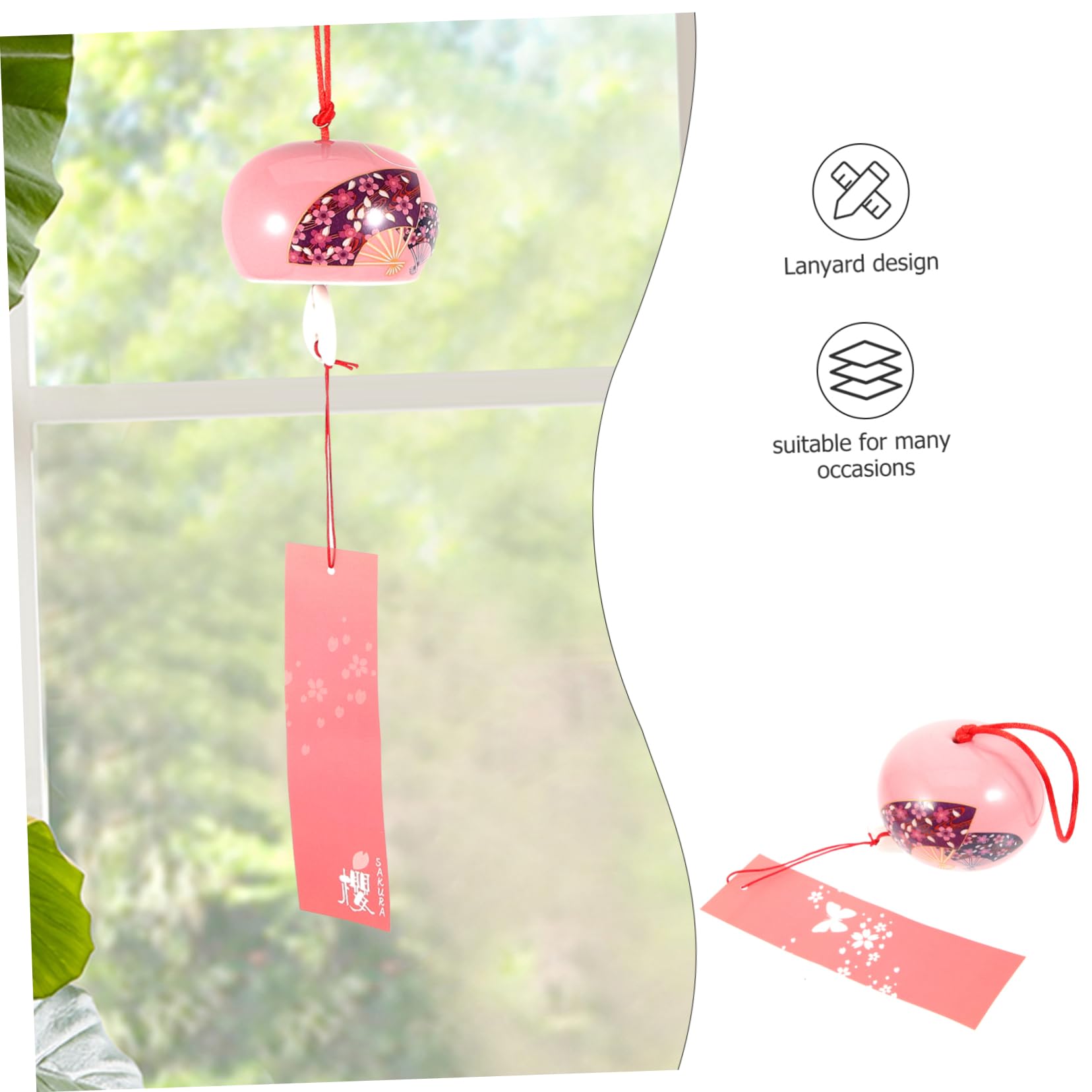 2pcs Japanese Ceramic Wind Chimes Festival Wind Chime Wind Chime for Garden Ceramic Craft Ornaments Window Wind Chimes Decorative Wind Chime Wind Chime for Home Decor Wind Bells