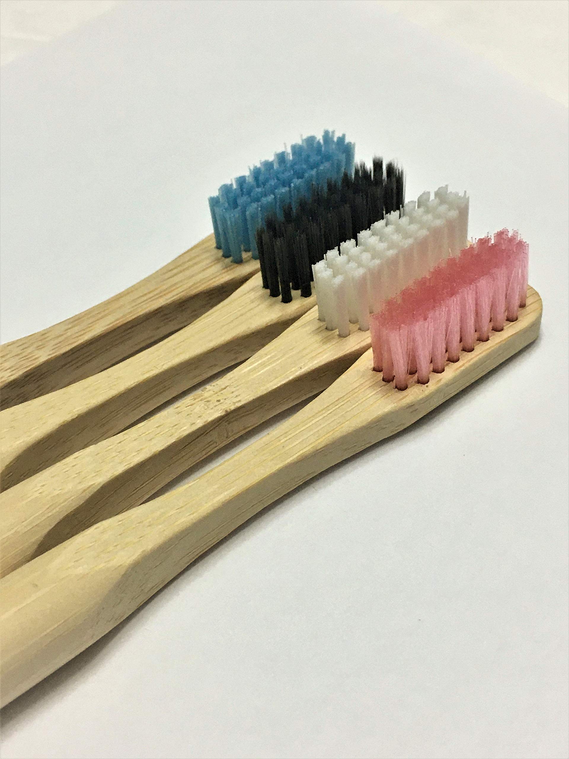 Bamboo Toothbrush Eco-Friendly Packs of 4 β Circular Organic Biodegradable handle with BPA-Free, Soft Nylon Bristle.