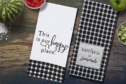 18TH STREET GIFTS Buffalo Plaid Kitchen Towels - Farmhouse Decor Black and White Gingham Dish Towel Set - Black and White Hand Towels for Kitchen or Bathroom