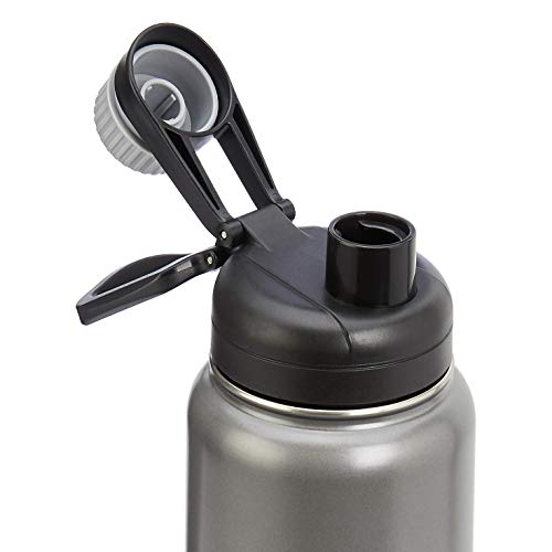 Amazon Basics Stainless Steel Insulated Water Bottle with Spout Lid β 30-Ounce, Grey