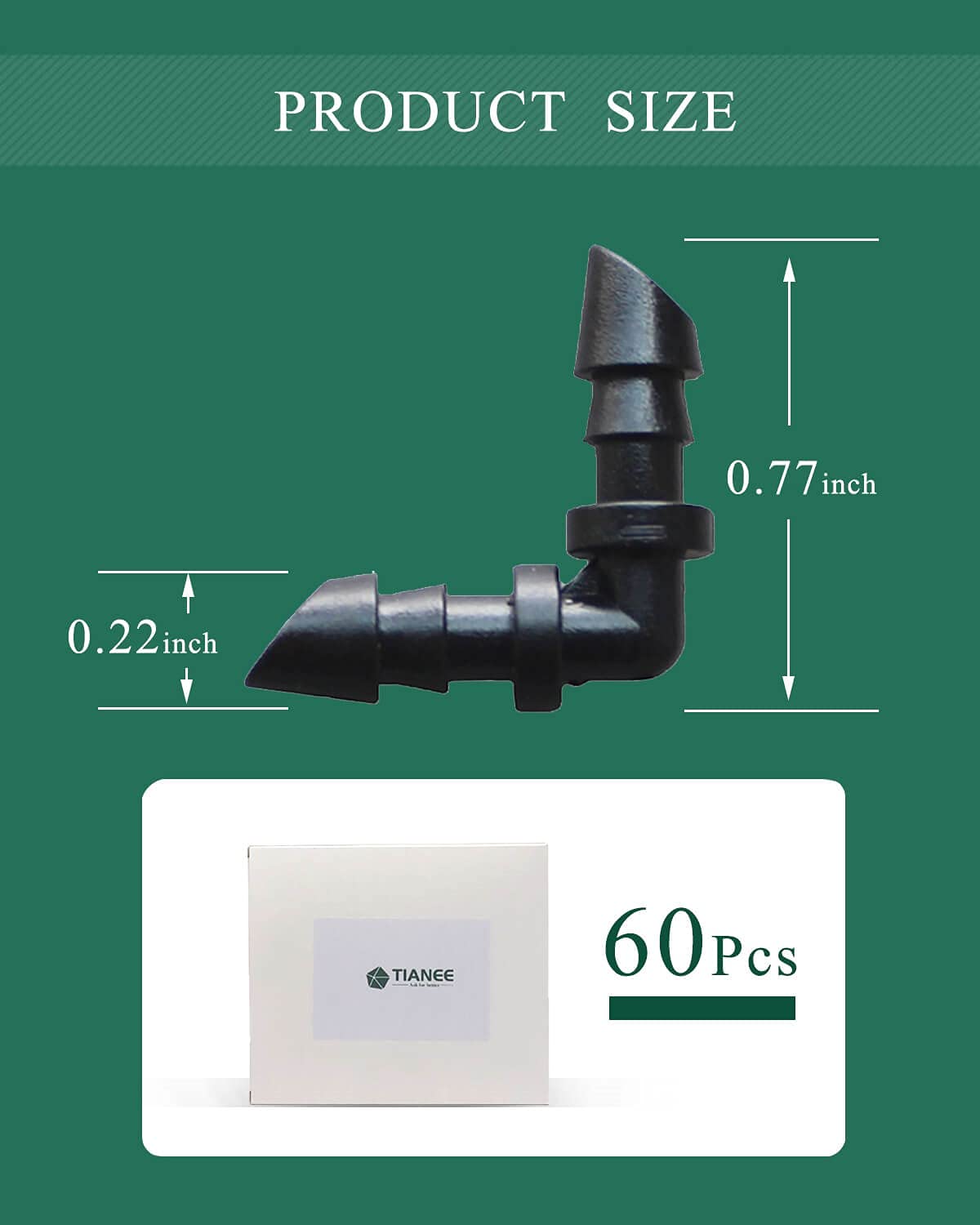 Drip Irrigation Elbow for 1/4'' Drip Irrigation Tubing Parts drip Irrigation Fittings,Pack of 60