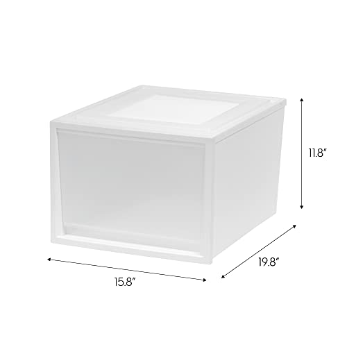 IRIS USA 42 Qt. Stackable Plastic Drawers for Clothes, Large, 4 Pack, Storage Dresser for Closet, Home, Office, Bedroom and Nursery, White