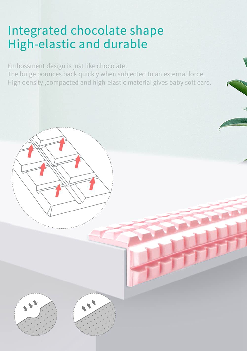 MeiGaoXin Baby Proofing Edge Corner Protector, Thick Table Bumper Guard, Soft Rubber Foam Guard, 3M PreTaped Corners, 40 inch X2 PCS, Baby Proof Corner Guard HeavyDuty. Pink