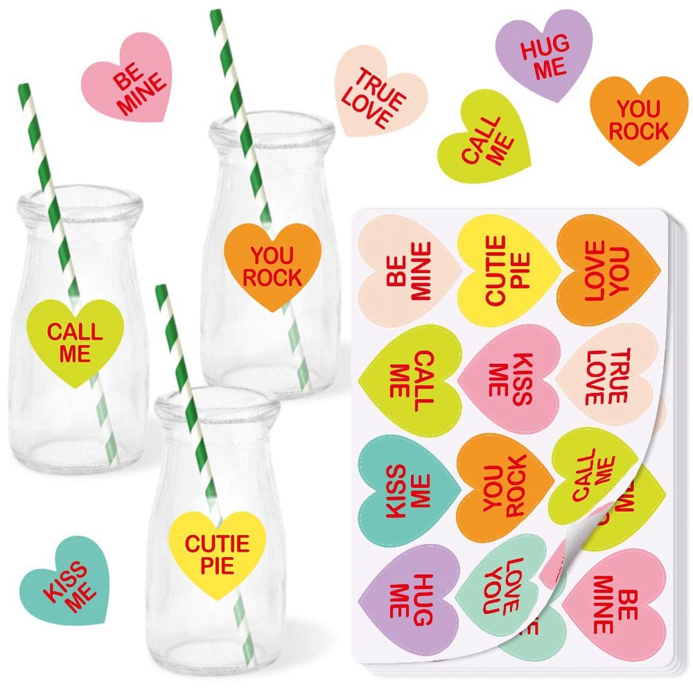 120 Pieces Valentine's Day Stickers Heart Stickers Labels 10 Sheets Valentine Party Favors Stickers Self Adhesive