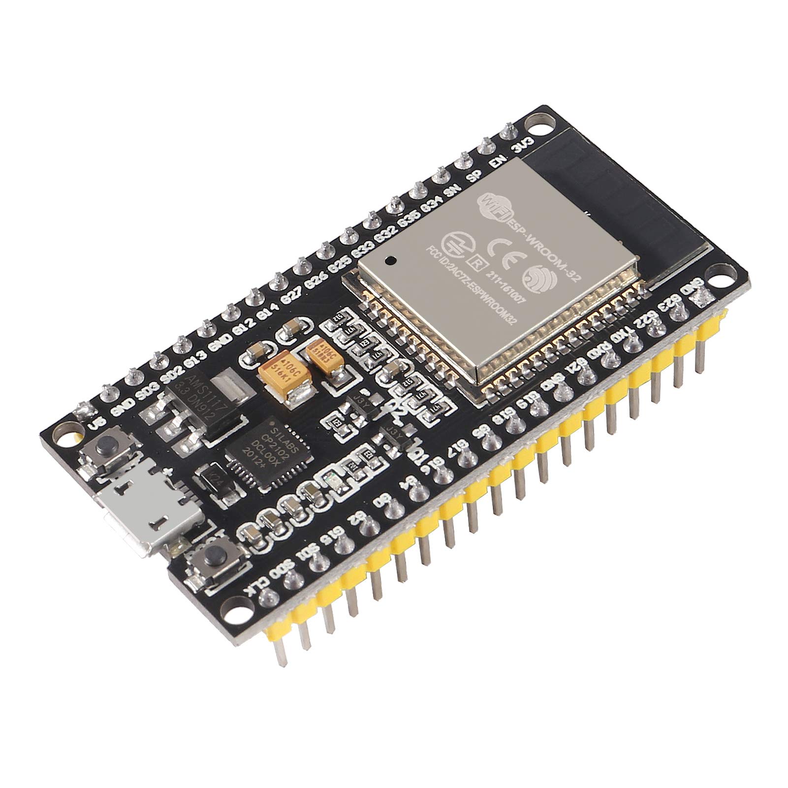 5PCS ESP32 38Pin Development Board ESP-32S Microcontroller Processor Integrated 2-in-1 Microcontroller ESP-WROOM-32 Chip CP2102 WiFi NodeMCU-32S ESP-WROOM-32 Compatible with Arduino IDE